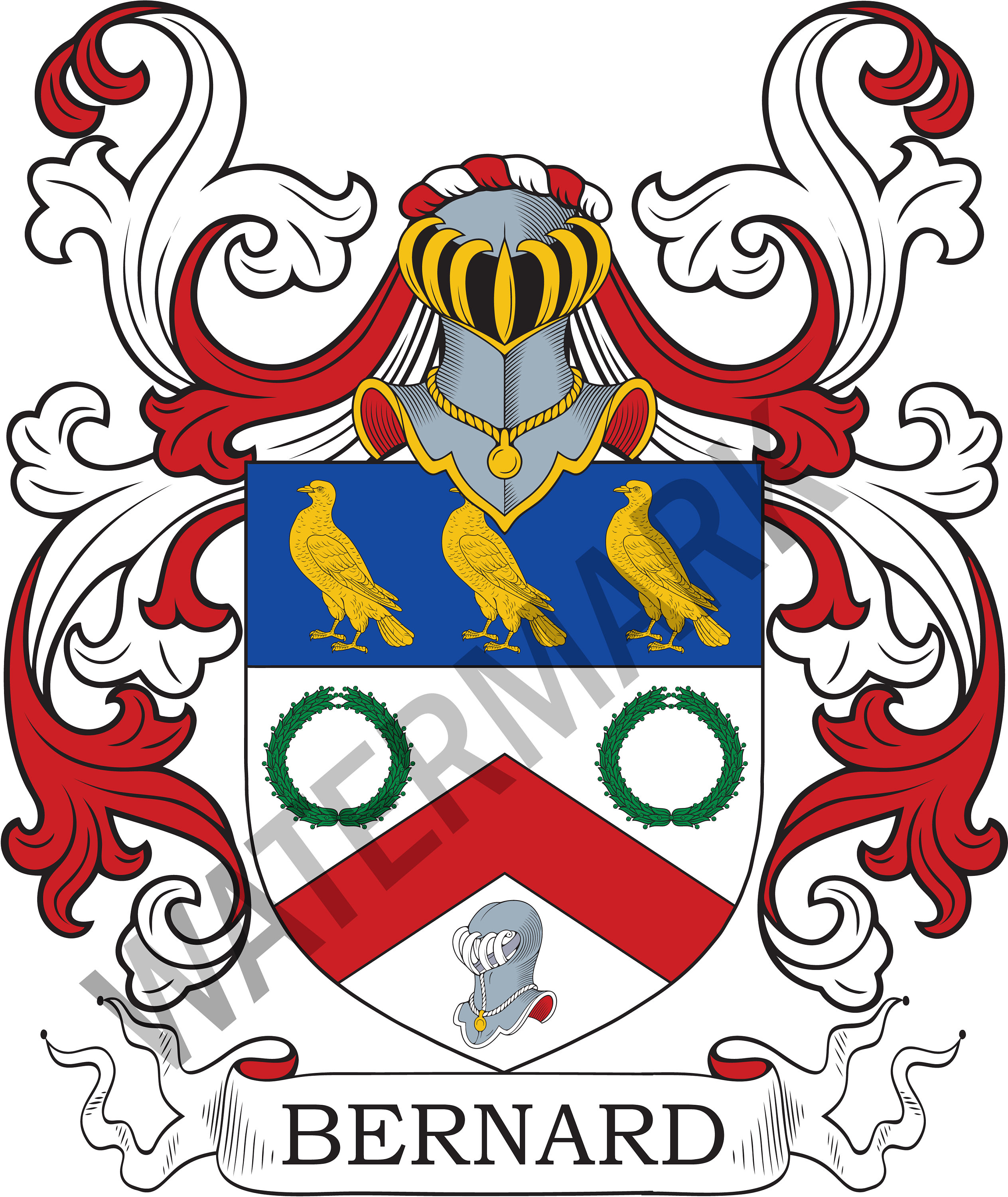 Bernard Family Crest - Digital Download - Bernard Coat of Arms JPG File ...