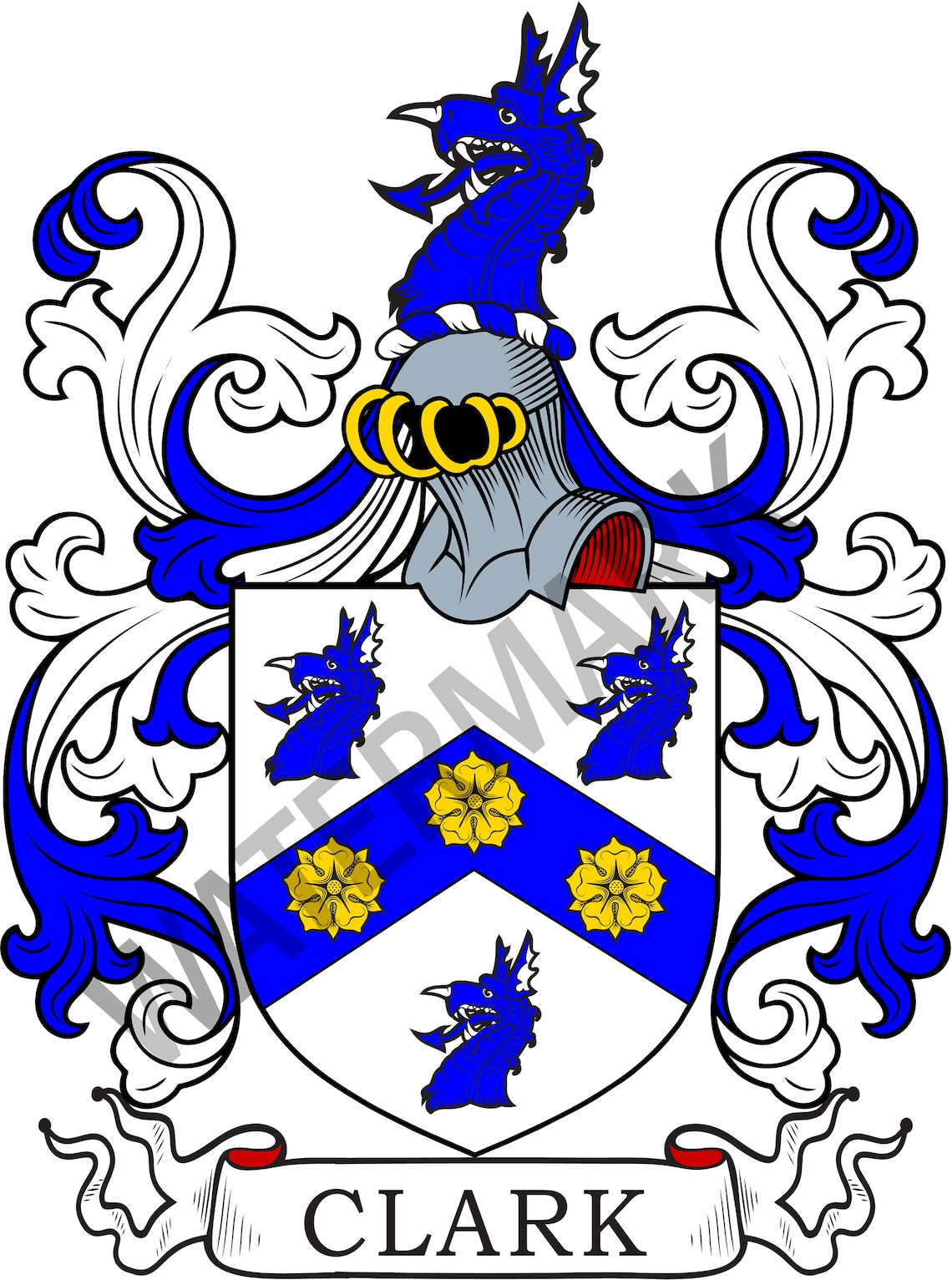 Clark Family Crest - Digital Download - Clark Coat of Arms JPG File ...