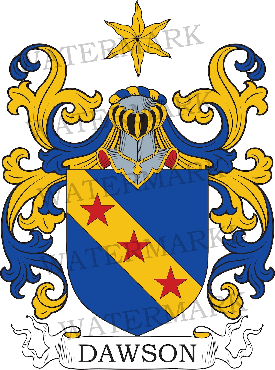 Dawson Family Crest alt Digital Download Dawson Coat of Arms JPG File ...