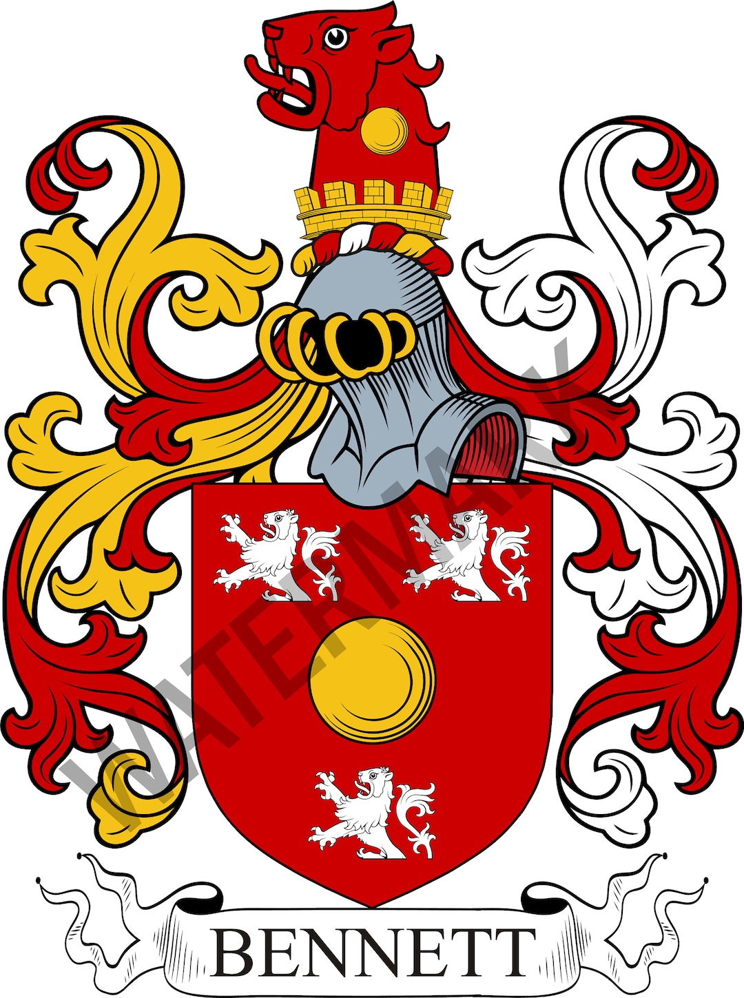 Bennett Family Crest - Digital Download - Bennett Coat of Arms JPG File ...