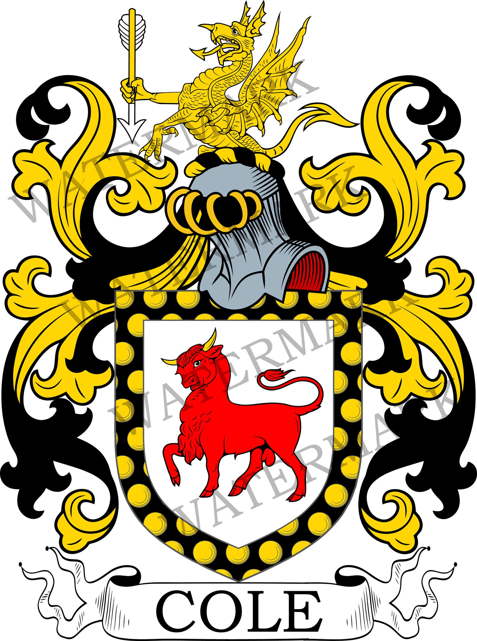 Cole Family Crest - Digital Download - Cole Coat of Arms JPG File ...
