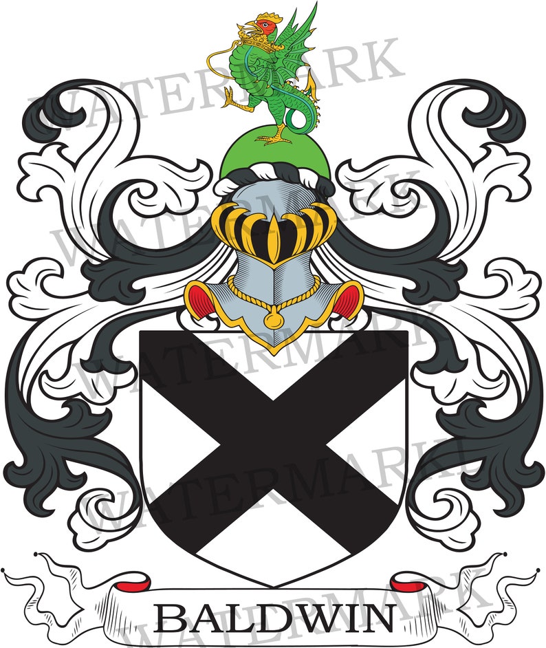 Baldwin Family Crest - Digital Download - Baldwin Coat of Arms JPG File ...