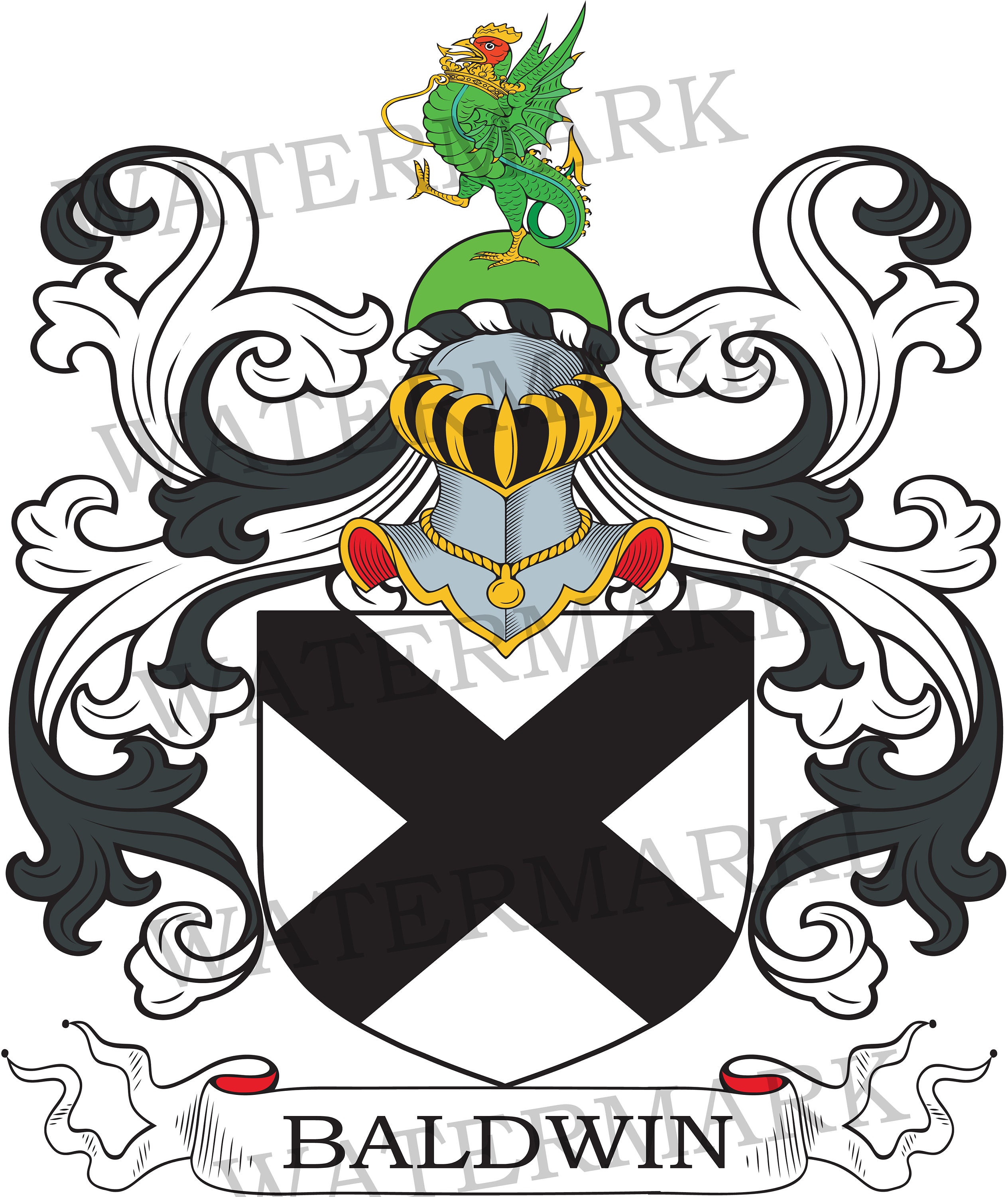 Baldwin Family Crest - Digital Download - Baldwin Coat of Arms JPG File ...