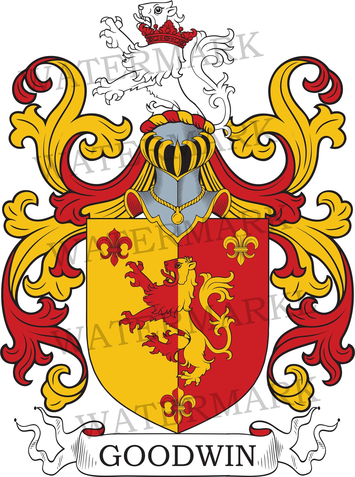 Goodwin Family Crest - Digital Download - Goodwin Coat of Arms JPG File ...