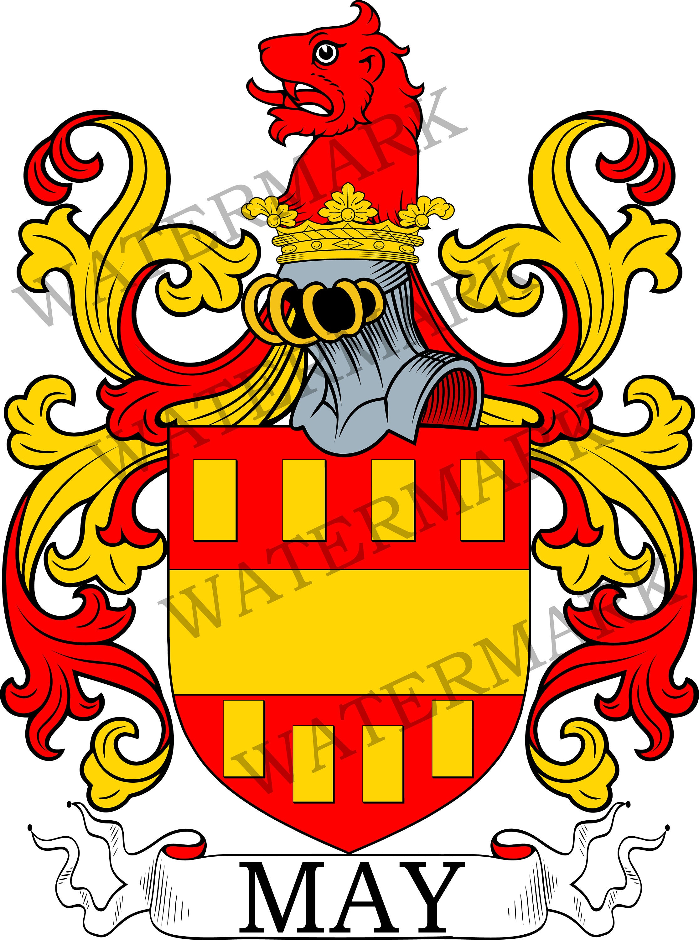 May Family Crest - Digital Download - May Coat of Arms JPG File ...