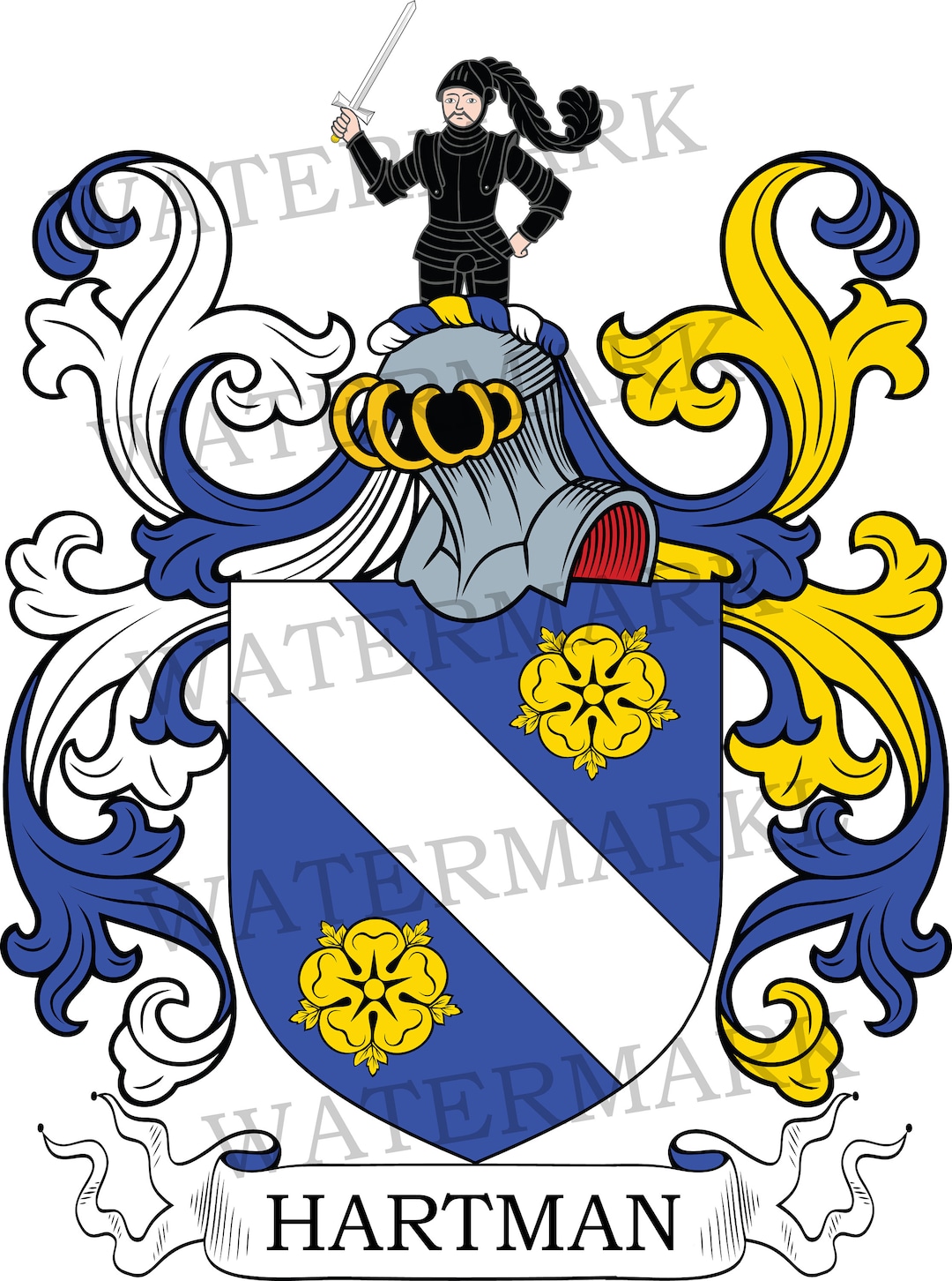 Hartman Family Crest - Digital Download - Hartman Coat of Arms JPG File ...