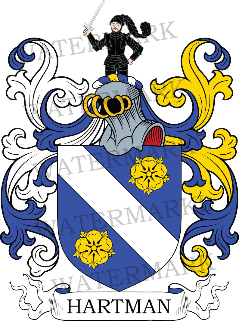 Hartman Family Crest Digital Download Hartman Coat of Arms JPG File ...