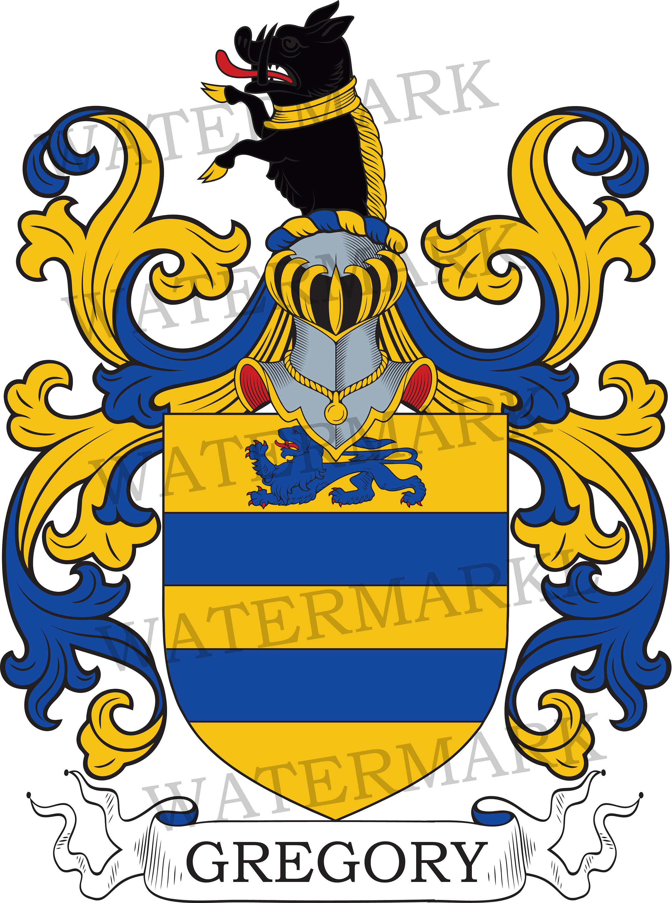 Gregory Family Crest - Digital Download - Gregory Coat of Arms JPG File ...