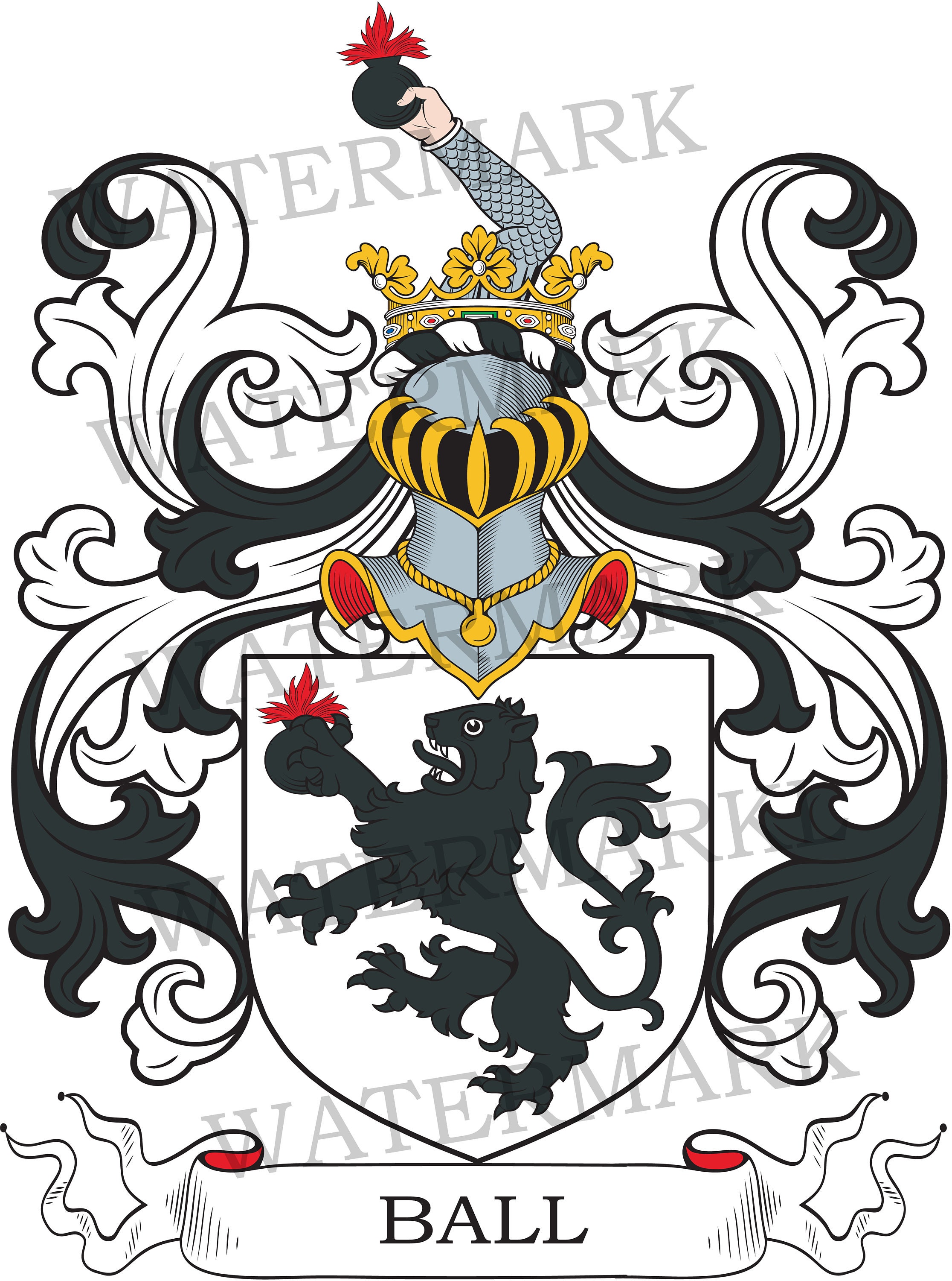 Ball Family Crest - Digital Download - Ball Coat of Arms JPG File ...