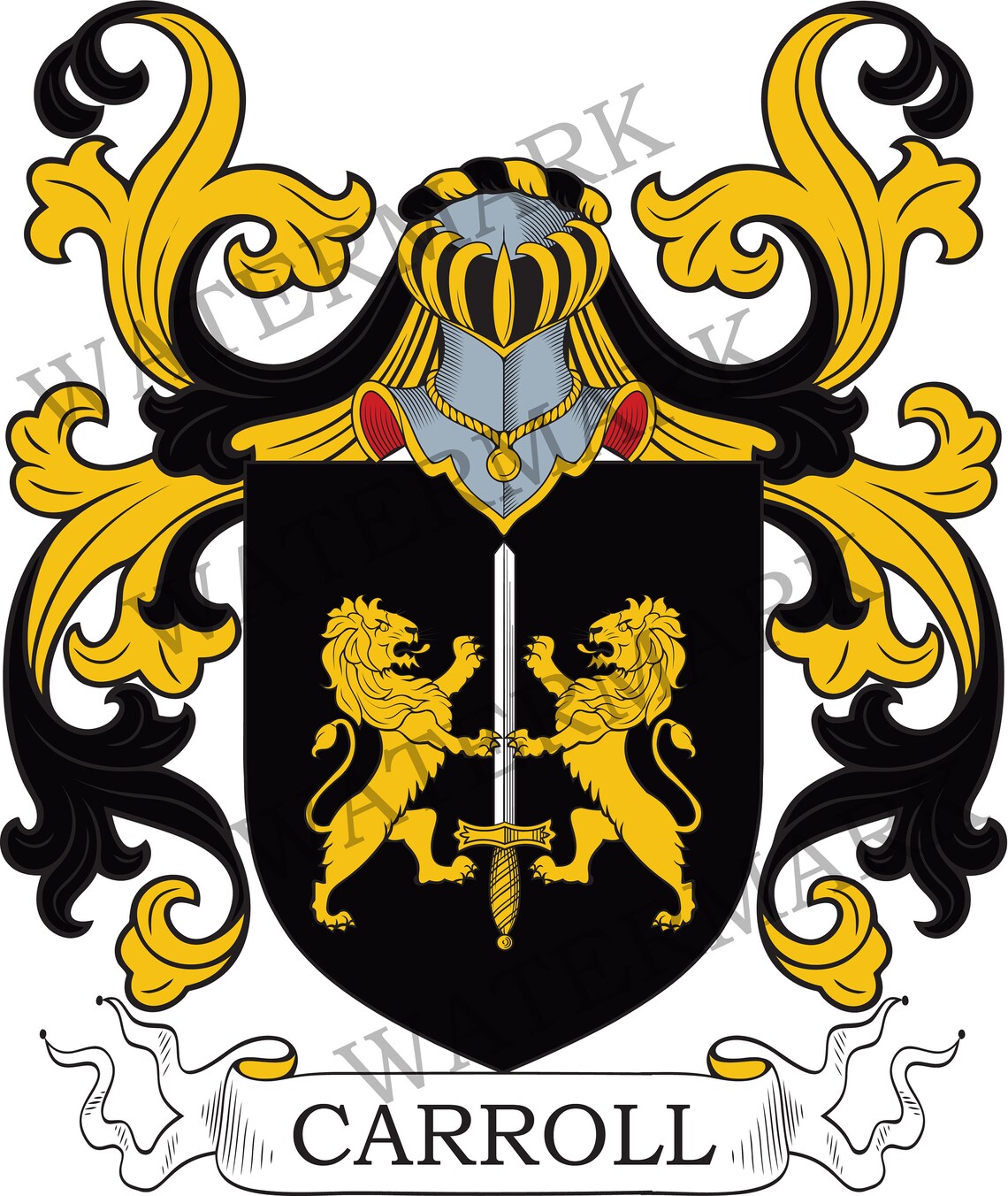 Carroll Family Crest - Digital Download - Carroll Coat of Arms JPG File ...