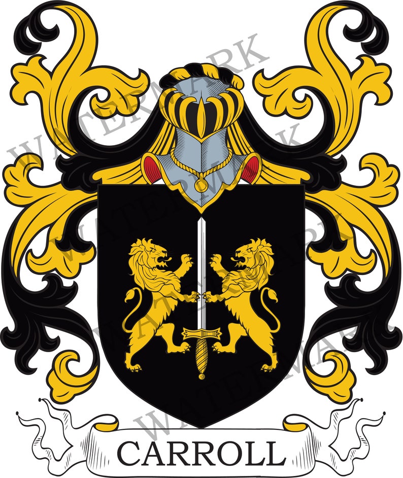 Carroll Family Crest - Digital Download - Carroll Coat of Arms JPG File ...