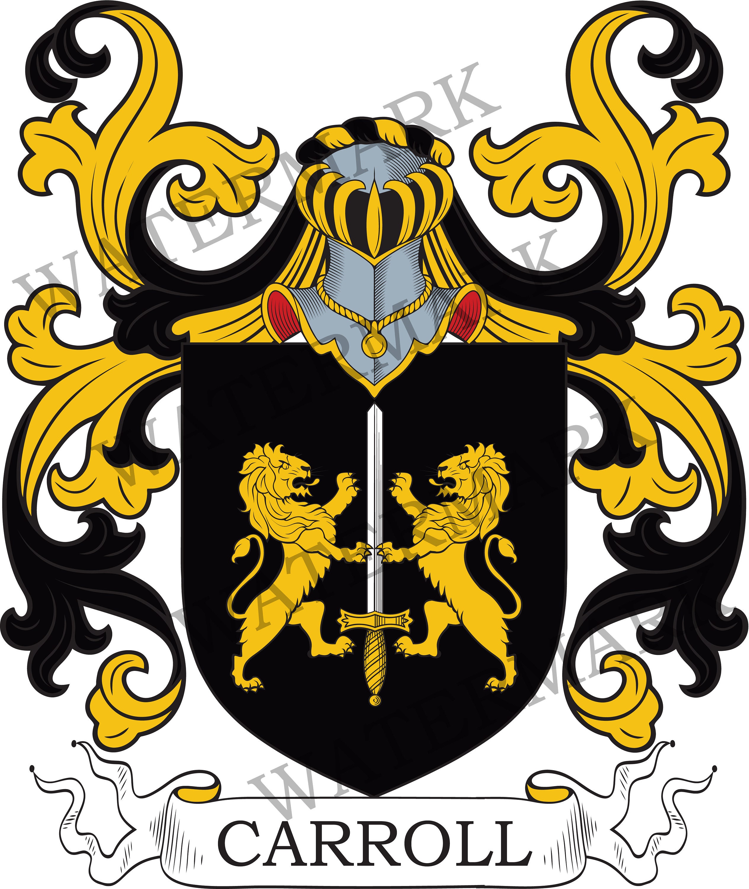 Carroll Family Crest - Digital Download - Carroll Coat of Arms JPG File ...