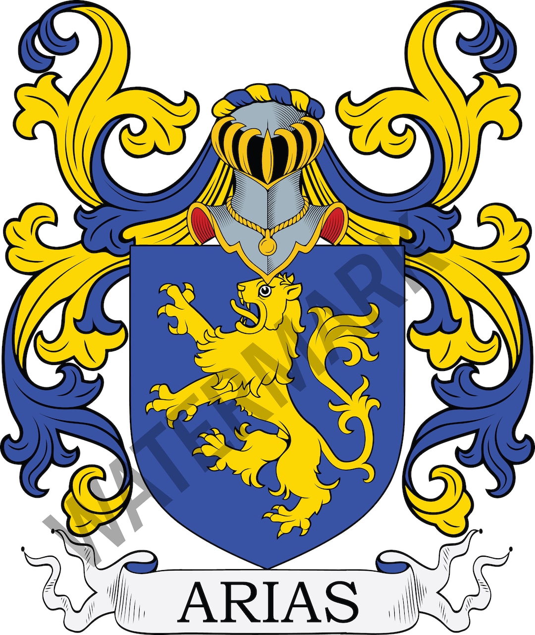 Arias Family Crest - Digital Download - Arias Coat of Arms JPG File ...