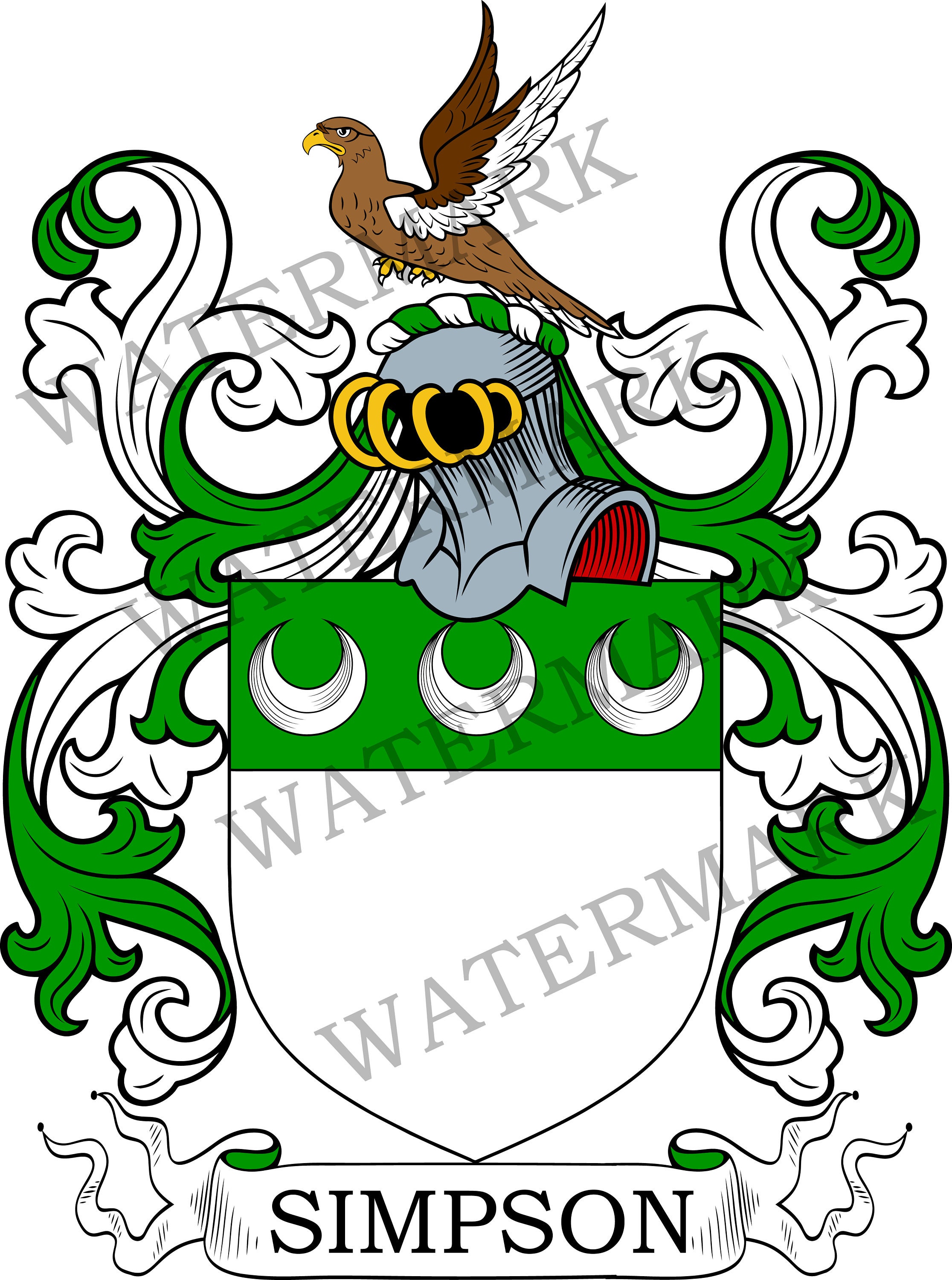 Simpson Family Crest (scotland) - Digital Download - Simpson Coat of ...