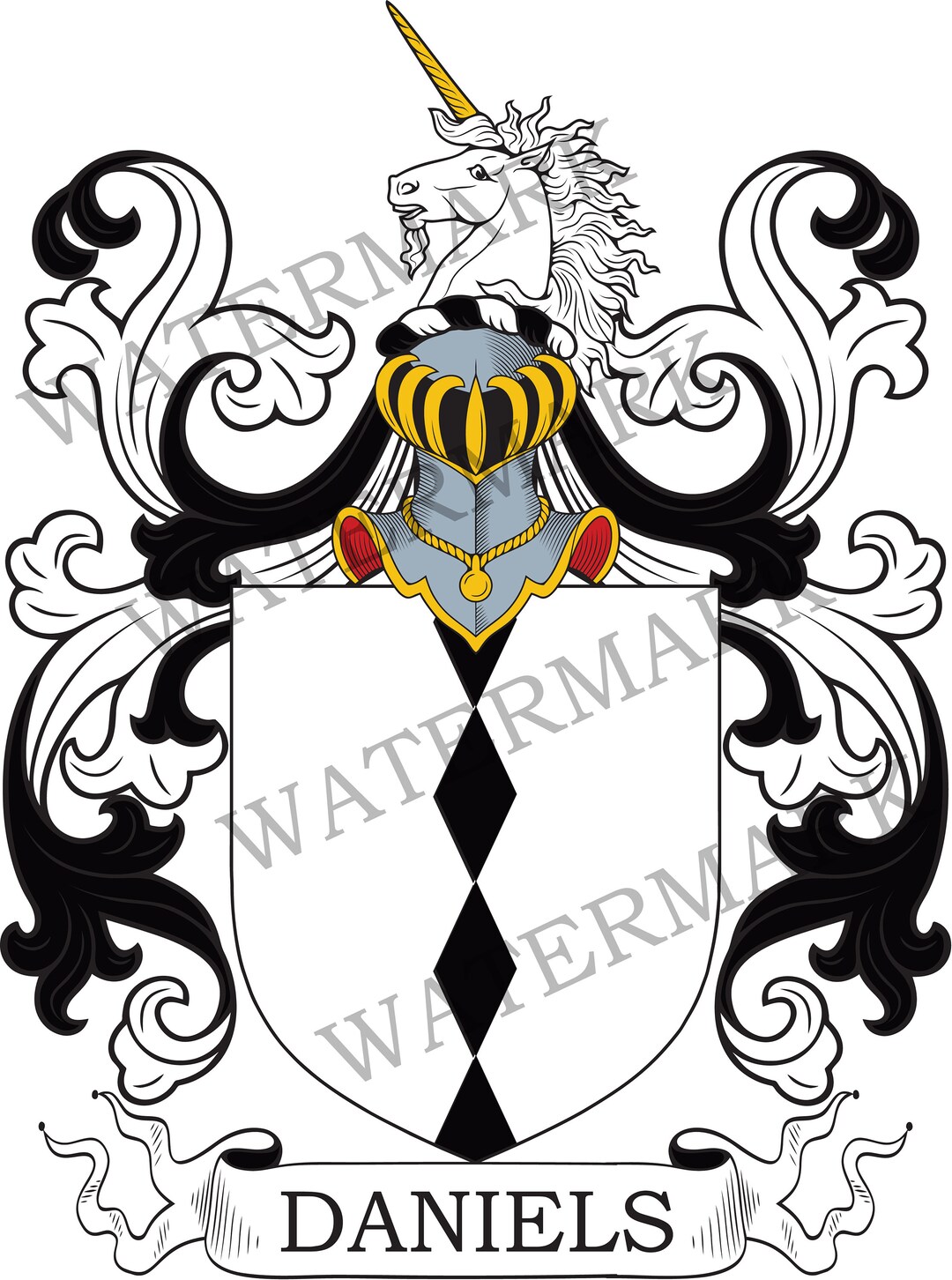 Daniels Family Crest - Digital Download - Daniels Coat of Arms JPG File ...