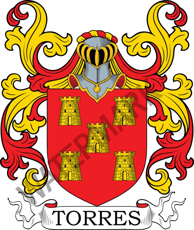 Torres Family Crest - Digital Download - Torres Coat of Arms JPG File ...