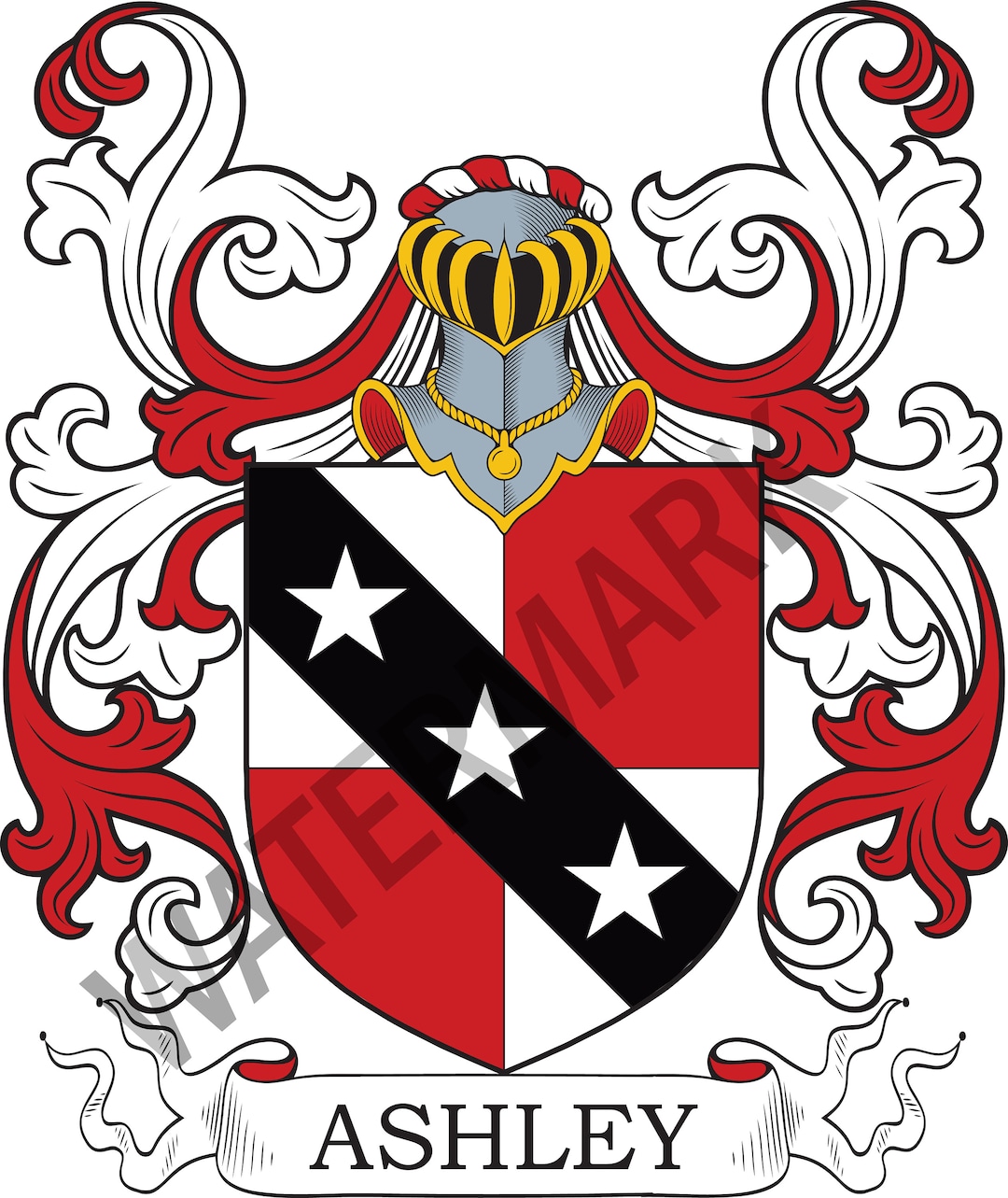 Ashley Family Crest - Digital Download - Ashley Coat of Arms JPG File ...