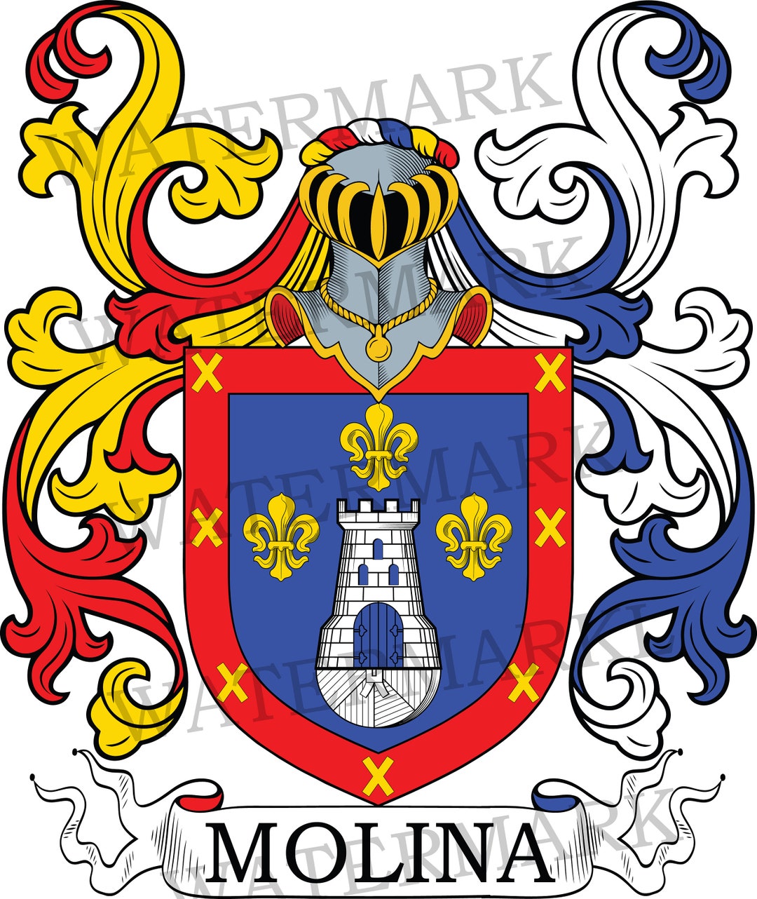 Molina Family Crest - Digital Download - Molina Coat of Arms JPG File ...
