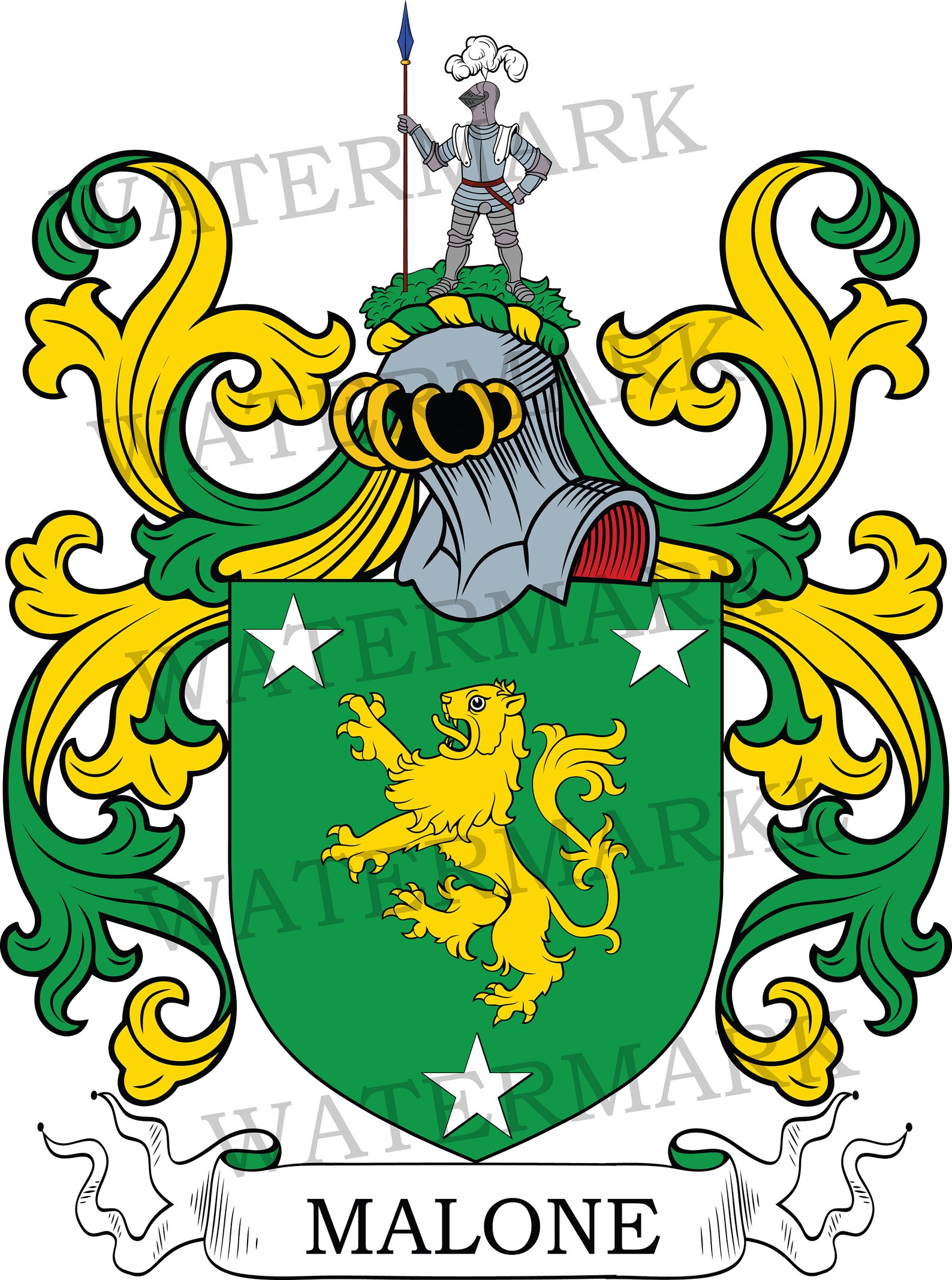 Malone Family Crest Digital Download Malone Coat of Arms JPG File ...