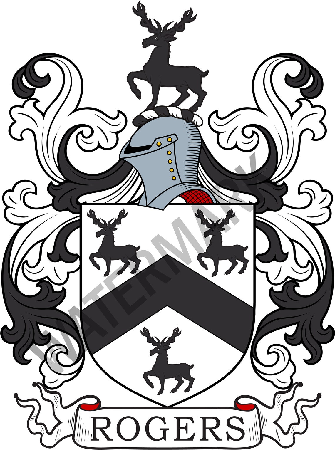 Rogers Family Crest - Digital Download - Rogers Coat of Arms JPG File ...