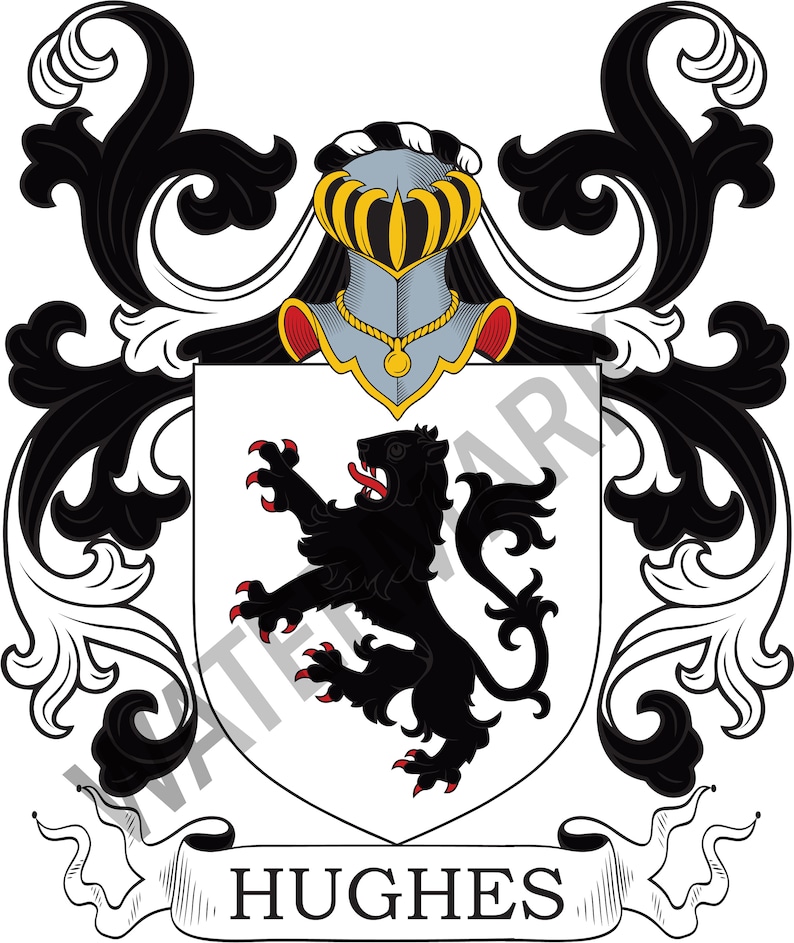 Hughes Family Crest - Digital Download - Hughes Coat of Arms JPG File ...