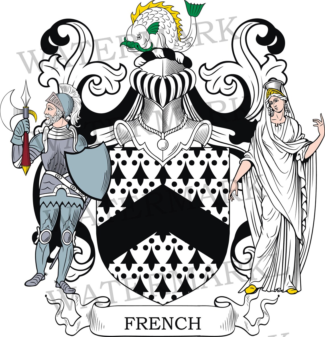 French Family Crest - Digital Download - French Coat of Arms JPG File ...