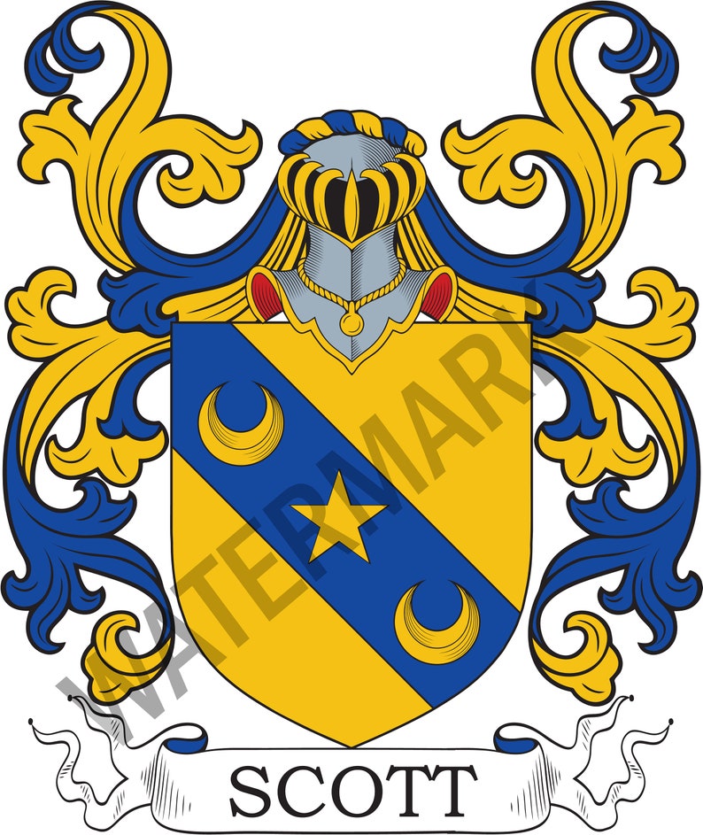 Scott Family Crest - Digital Download - Scott Coat of Arms JPG File ...