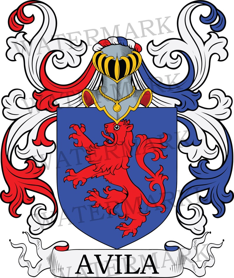 Avila Family Crest - Digital Download - Avila Coat of Arms JPG File ...