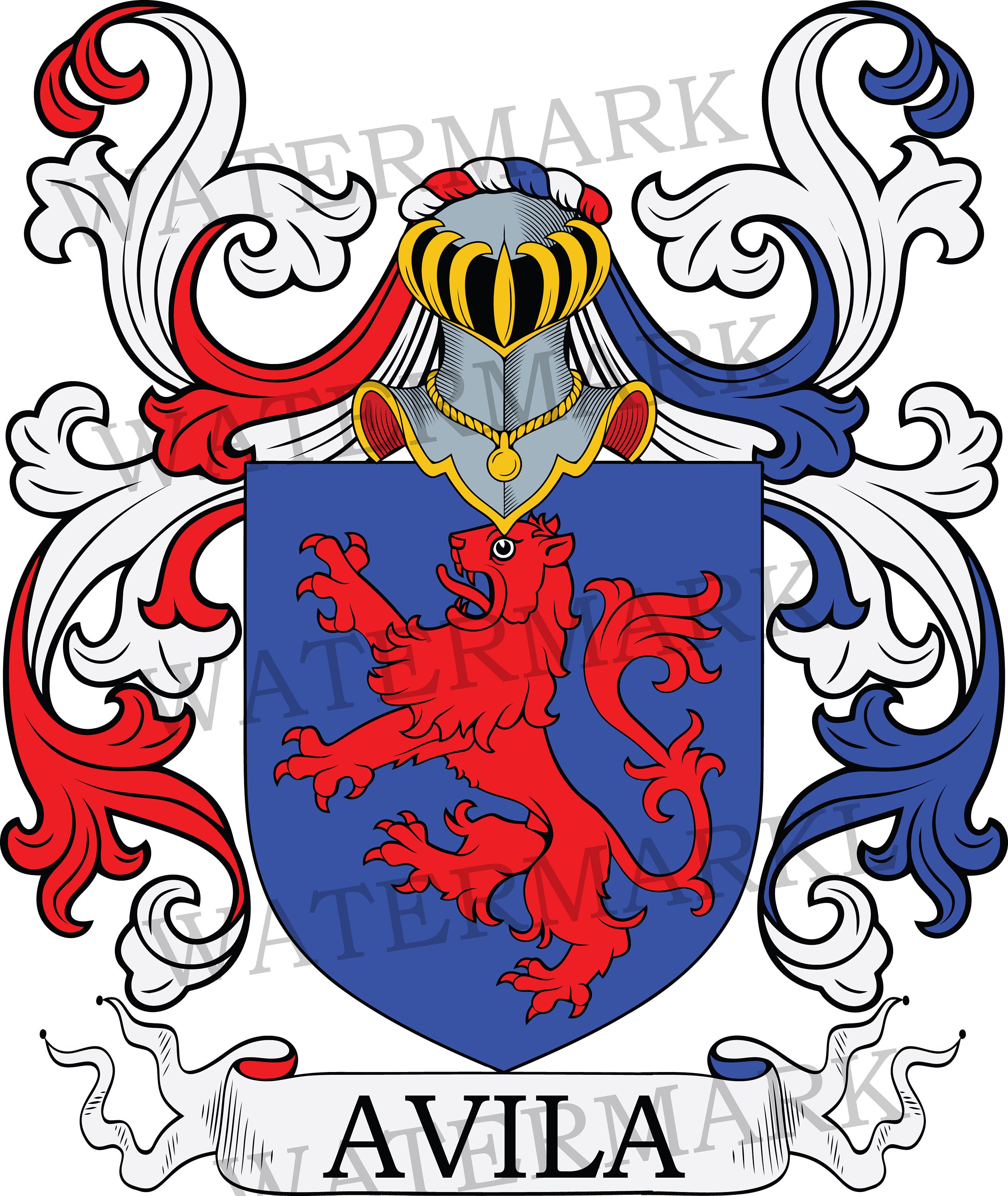 Avila Family Crest Digital Download Avila Coat of Arms JPG File ...