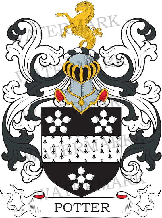 Potter Family Crest Digital Download Potter Coat of Arms - Etsy