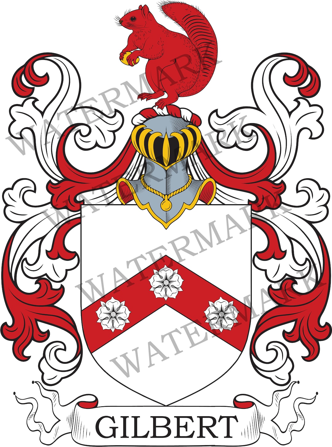 Gilbert Family Crest - Digital Download - Gilbert Coat of Arms JPG File ...
