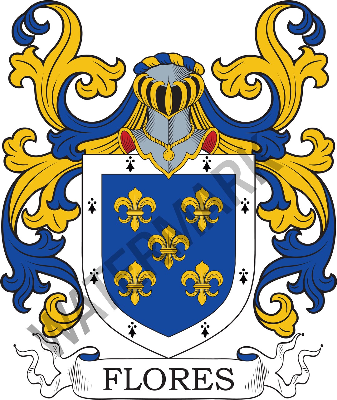 Flores Family Crest Digital Download Flores Coat of Arms JPG File ...