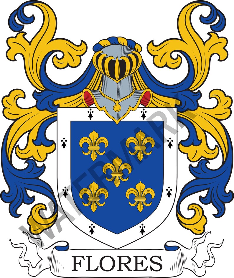 Flores Family Crest Descarga digital Flores Escudo de armas JPG File ...