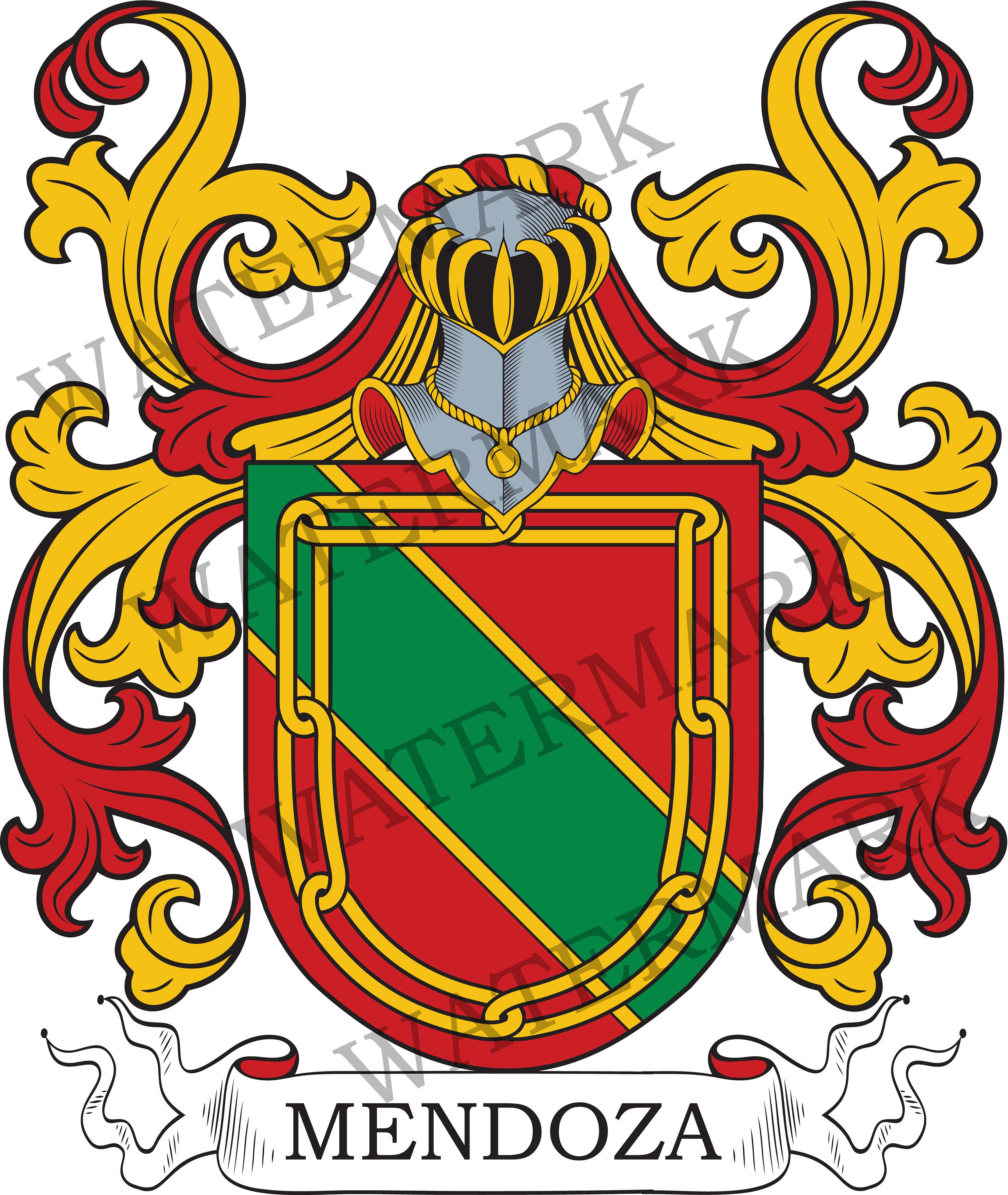 Mendoza Family Crest Digital Download Mendoza Coat of Arms JPG File ...