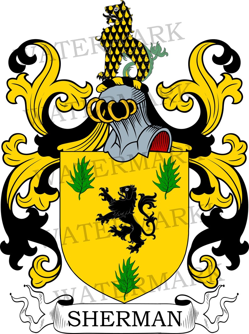 Sherman Family Crest Digital Download Sherman Coat of Arms - Etsy