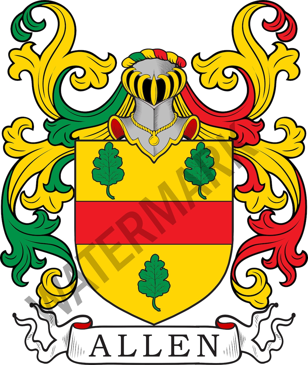 Allen Family Crest - Digital Download - Allen Coat of Arms JPG File ...
