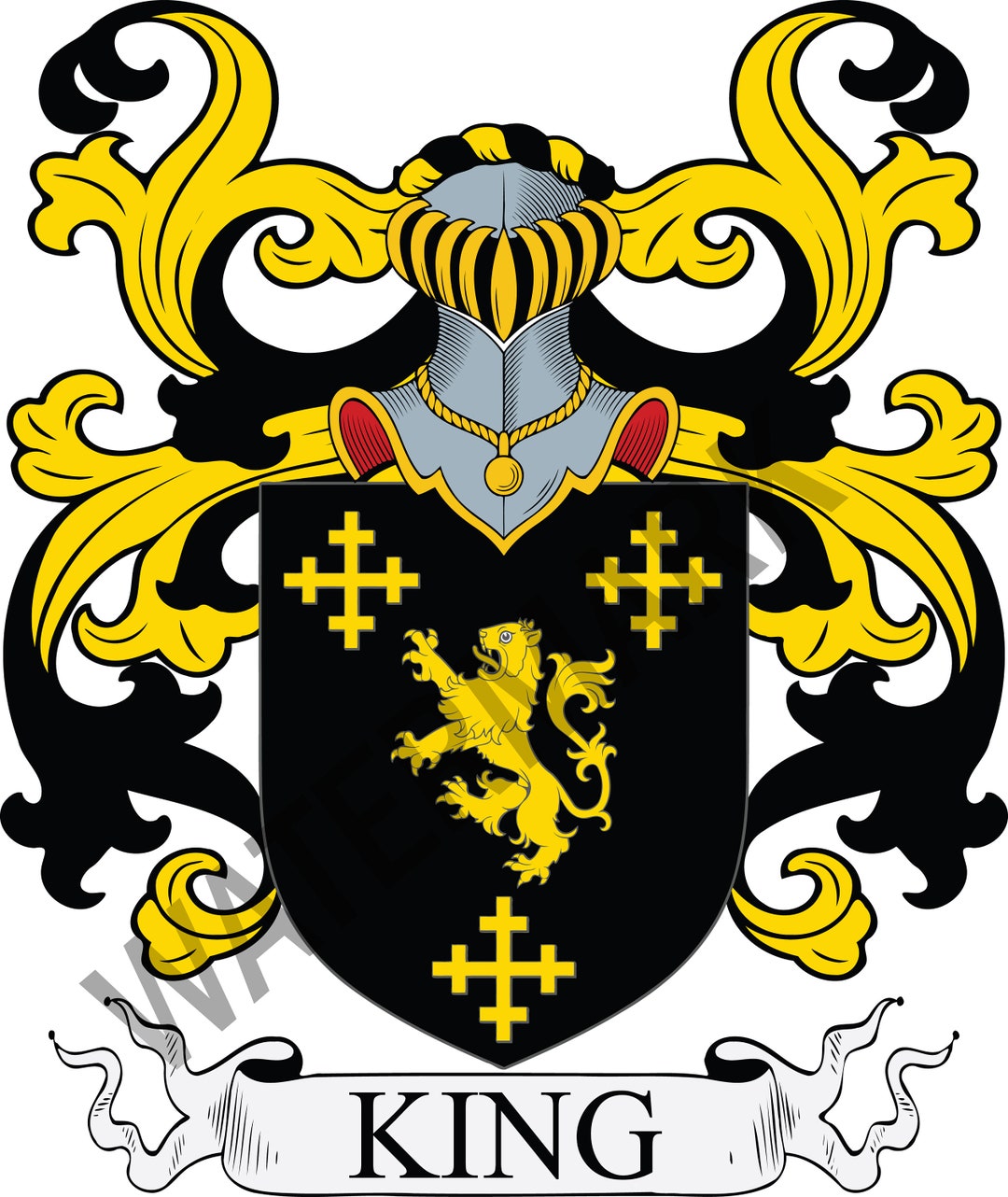 King Family Crest - Digital Download - King Coat of Arms JPG File ...