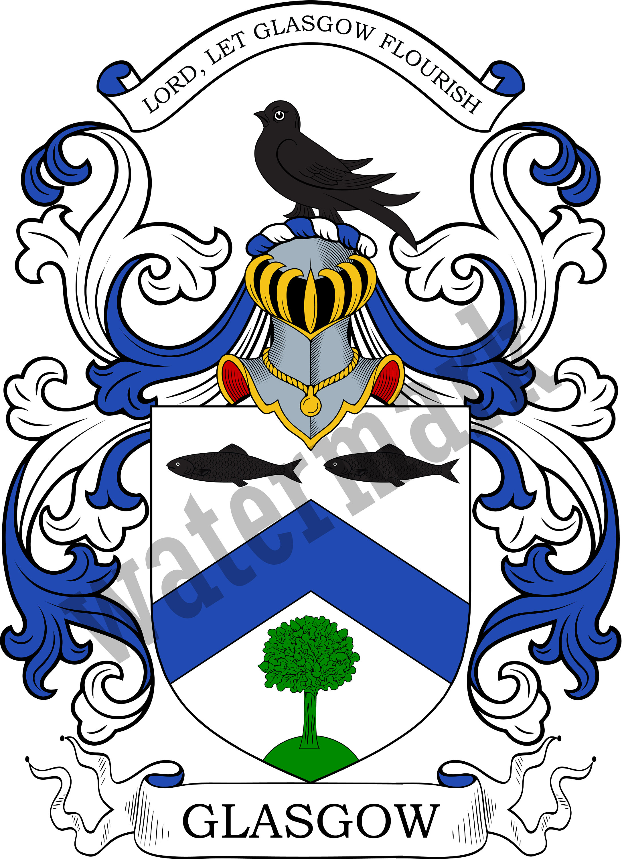 Glasgow Family Crest - Digital Download - Glasgow Coat of Arms JPG File ...
