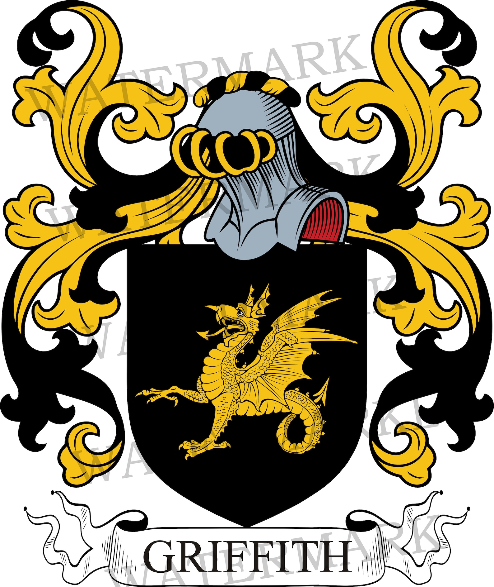 Griffith Family Crest (ireland) - Digital Download - Griffith Coat of ...