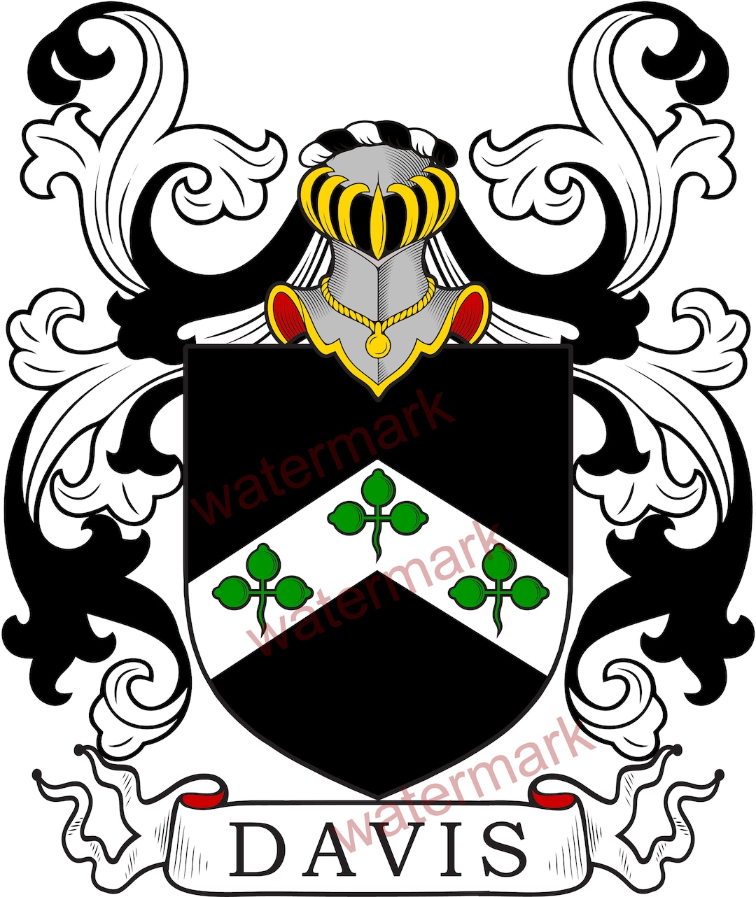 Davis Family Crest - Digital Download - Davis Coat of Arms JPG File ...