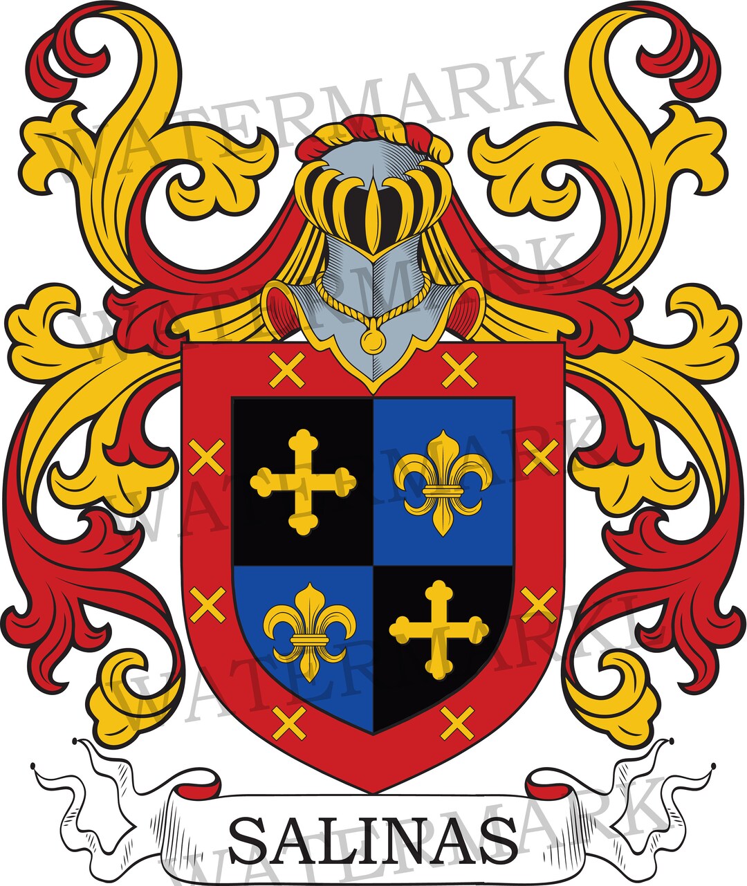 Salinas Family Crest - Digital Download - Salinas Coat of Arms JPG File ...