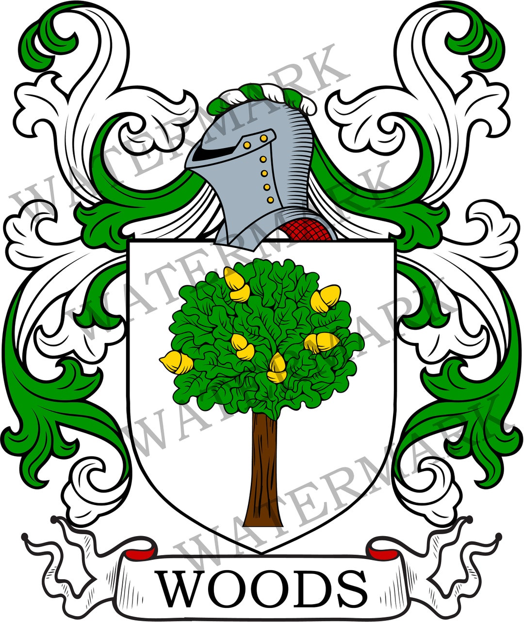 Woods Family Crest - Digital Download - Woods Coat of Arms JPG File ...