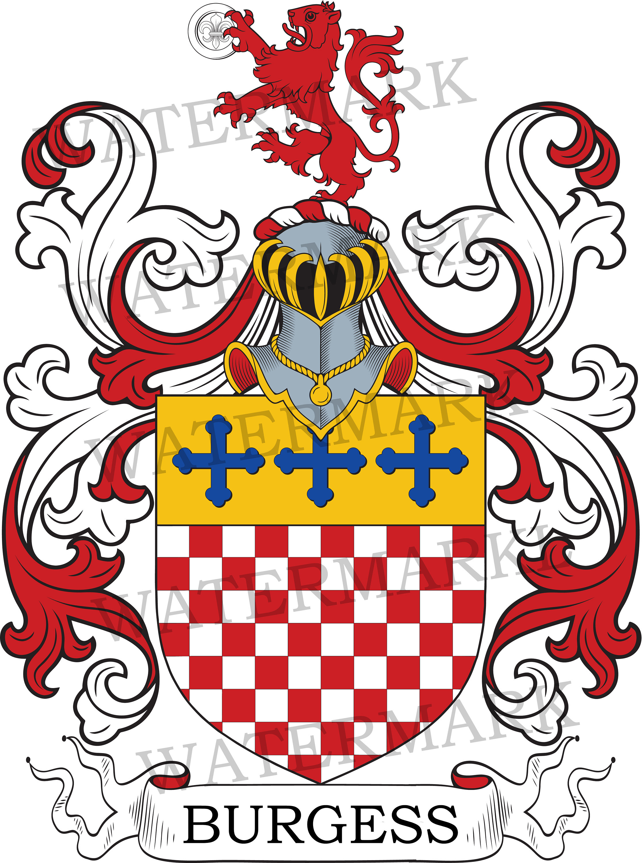 Burgess Family Crest (england) - Digital Download - Burgess Coat of ...