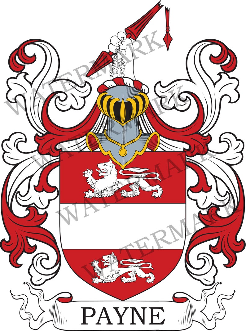 Payne Family Crest - Digital Download - Payne Coat of Arms JPG File ...