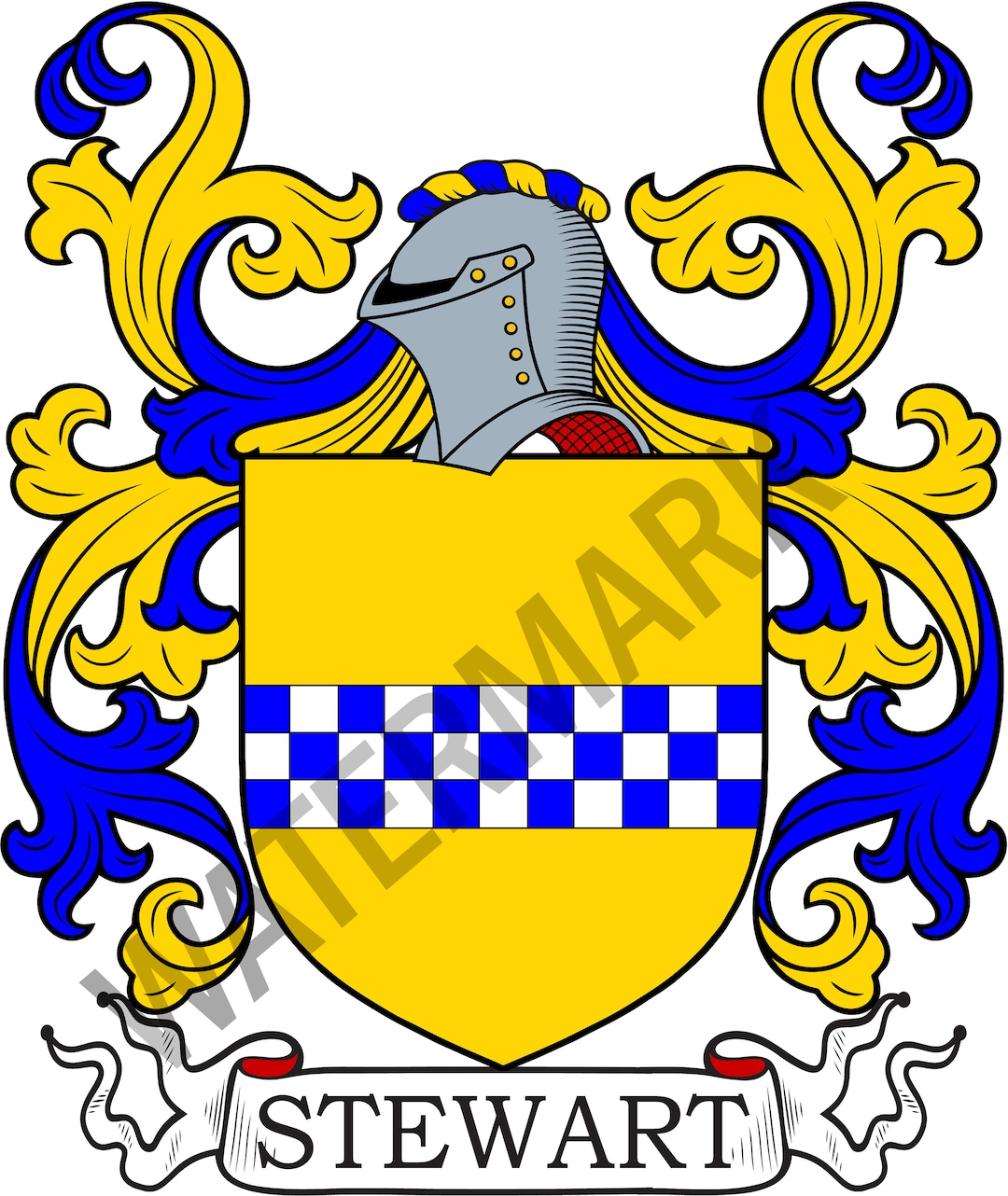 Stewart Family Crest - Digital Download - Stewart Coat of Arms JPG File ...