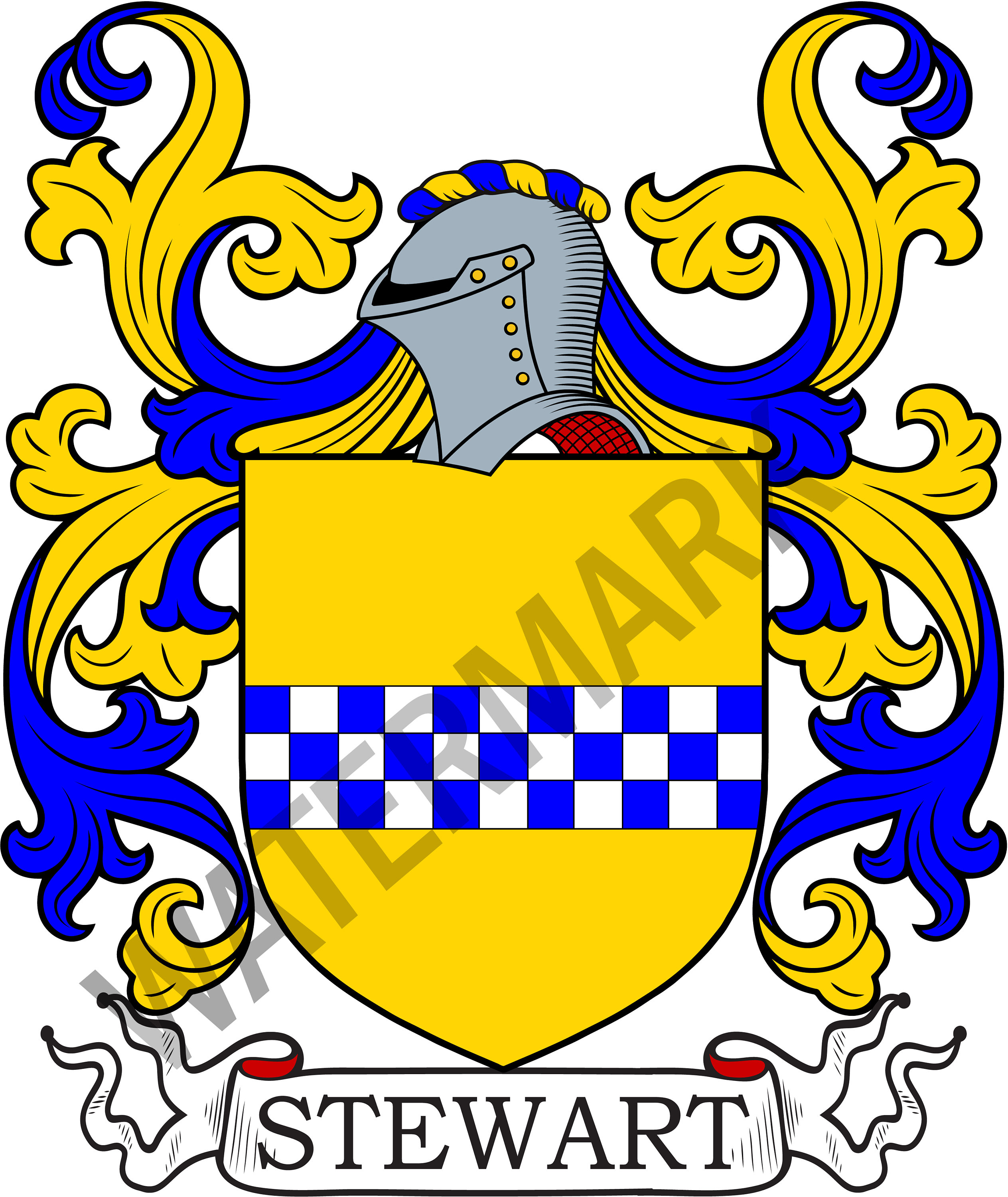 Stewart Family Crest - Digital Download - Stewart Coat of Arms JPG File ...