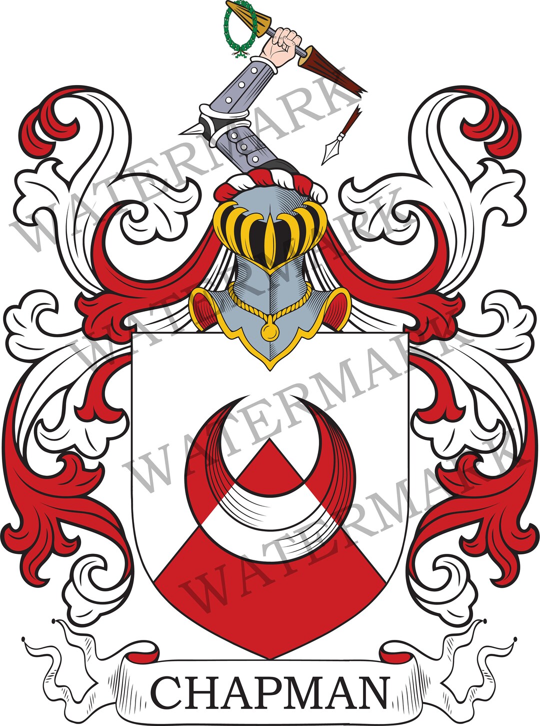 Chapman Family Crest - Digital Download - Chapman Coat of Arms JPG File ...