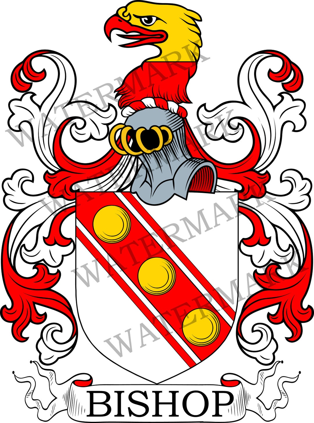 Bishop Family Crest - Digital Download - Bishop Coat of Arms JPG File ...