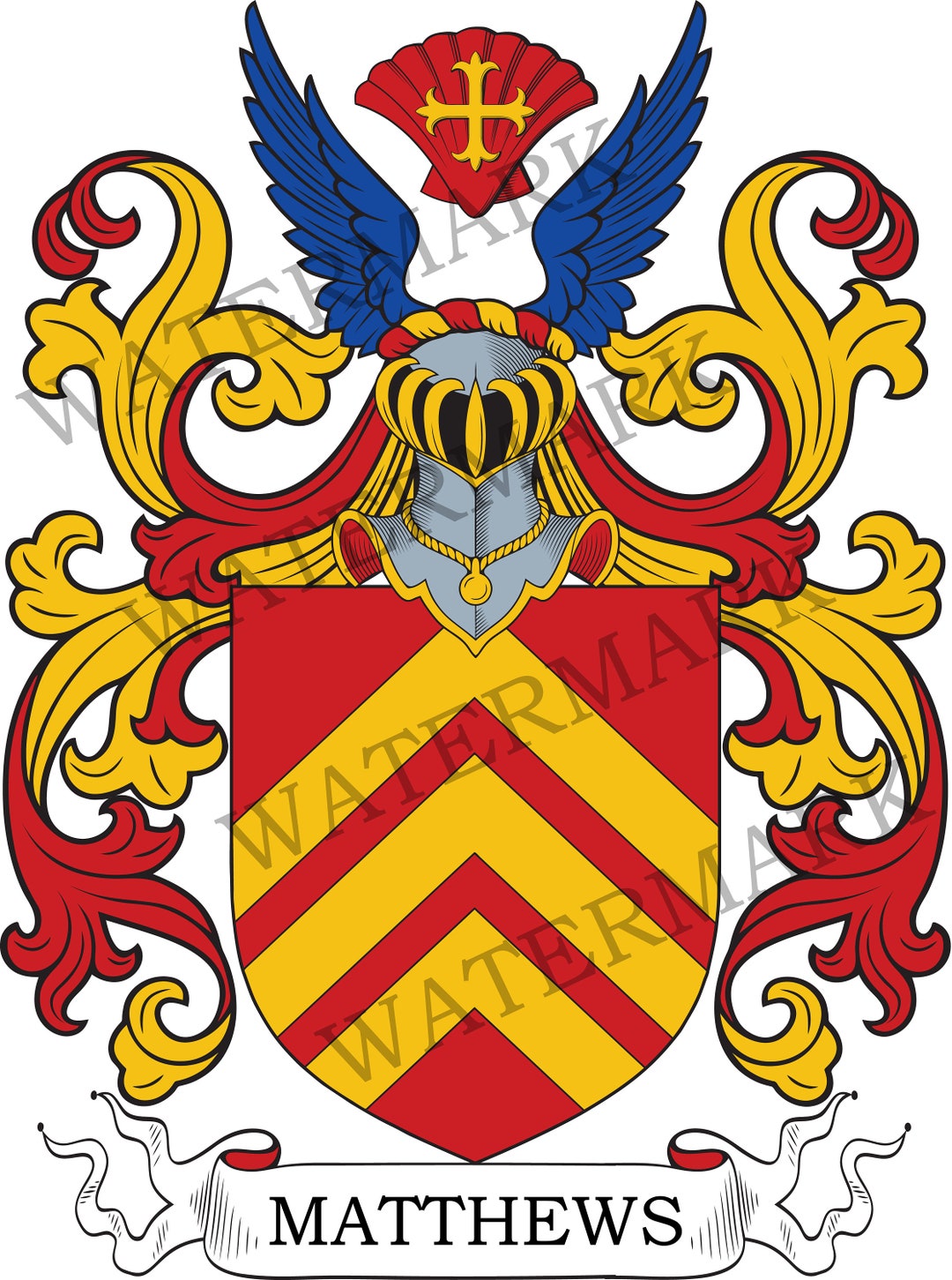 Matthews Family Crest (england) - Digital Download - Matthews Coat of ...