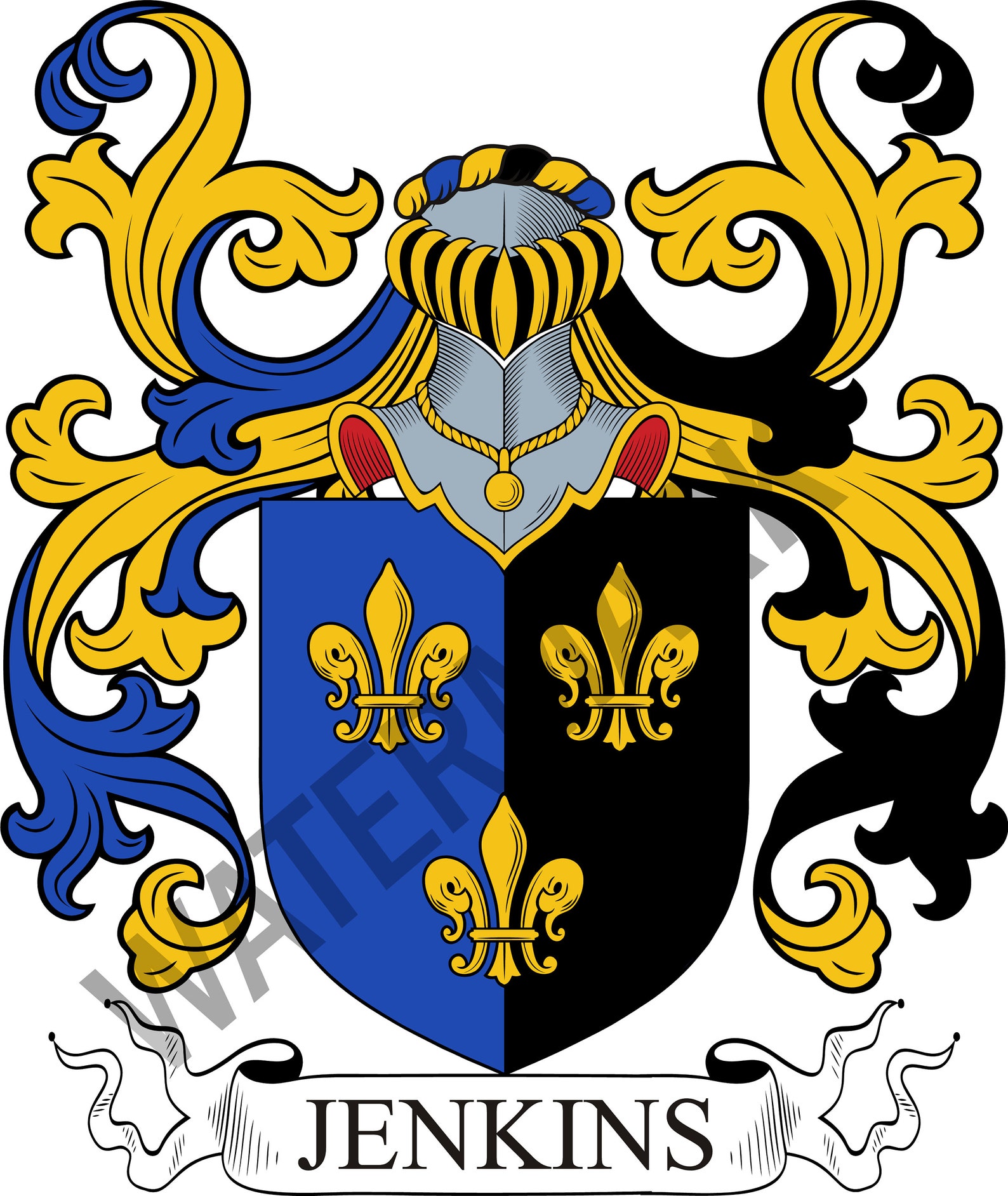 Jenkins Family Crest - Digital Download - Jenkins Coat of Arms JPG File ...